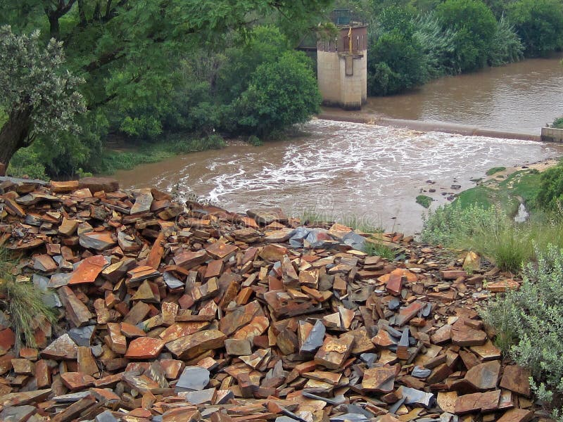 Loose Shale with River Background Stock Photo - Image of rock, grey ...