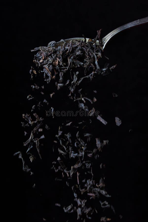 Loose Tea on a Black Background Stock Image - Image of abstract, macro ...