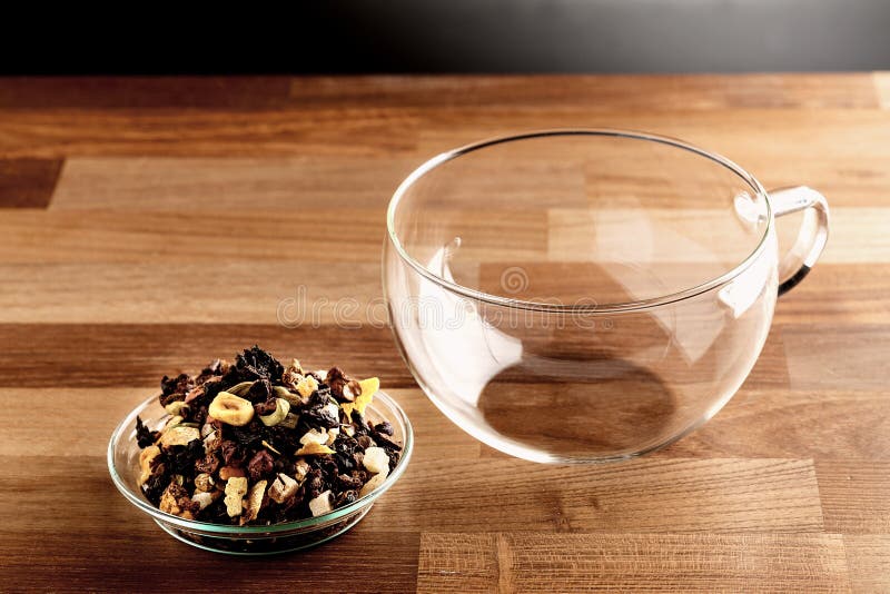 Loose Tea and Empty Glass Tea Cup Stock Image - Image of modern, table ...