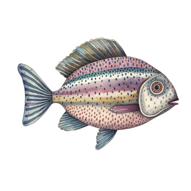 Loose Watercolor Fish on Textured Paper . Stock Illustration ...