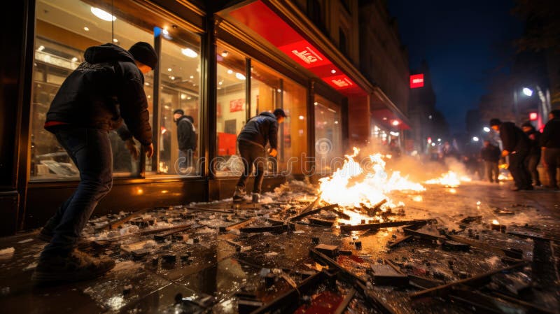 Looting and Destructions. Looters Seen Breaking into the Store Stock ...