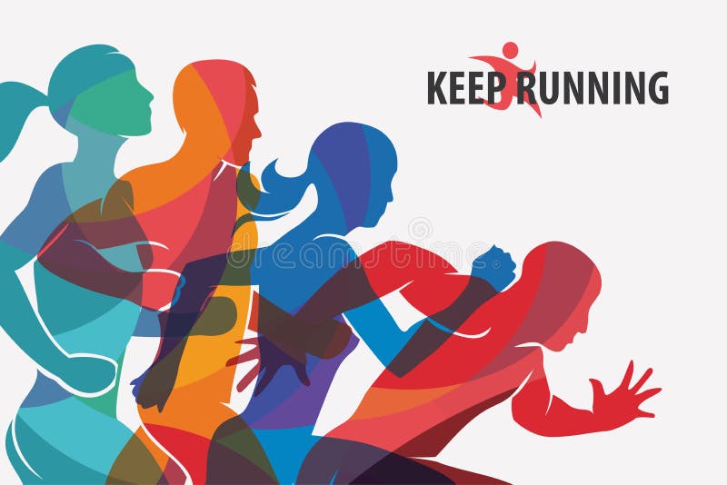 Set Gestileerde Pictogrammen Van Rennende Mensen Vector Illustratie ...