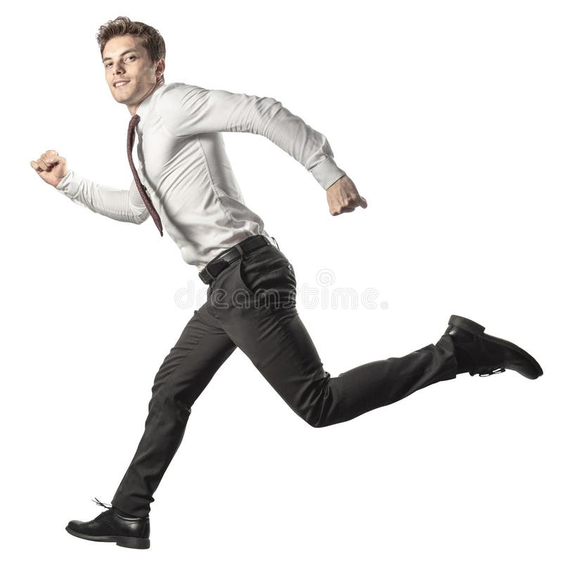 Lopende zakenman op wit stock foto. Image of mens, jong - 122020998
