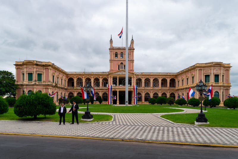 Lopez Palace in Asuncion Decorated with the Flags Editorial Stock Image ...
