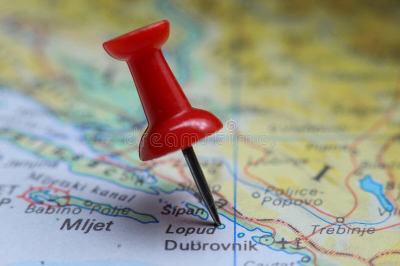 Lopud, Croatia pin on map stock image. Image of navigation - 370074073