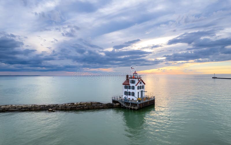 Lorain Harbor Light House in the Middle of Lake Erie. Stock Image ...