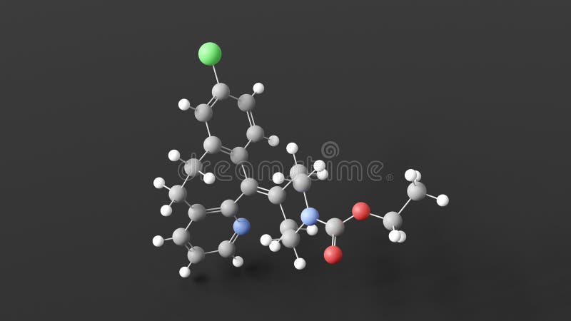 Loratadine Molecular Structure, Claritin, Ball and Stick 3d Model ...
