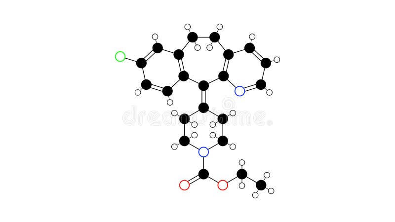 Loratadine Molecule, Structural Chemical Formula, Ball-and-stick Model ...