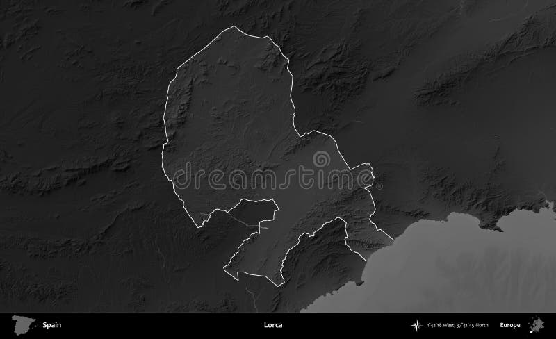 Lorca Highlighted, Spain. Grayscale Stock Illustration - Illustration ...