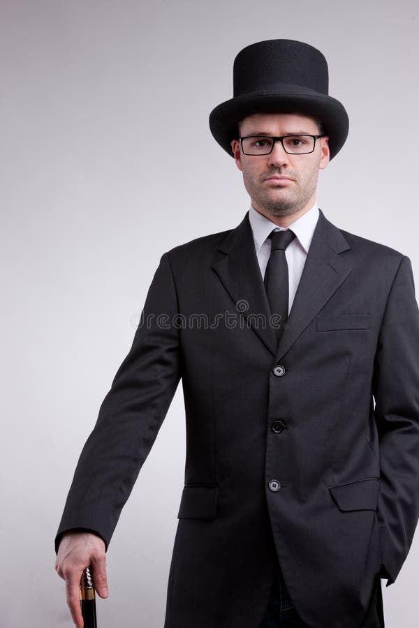 Lord Black Nerd with a Top Hat Stock Image - Image of english, costume ...