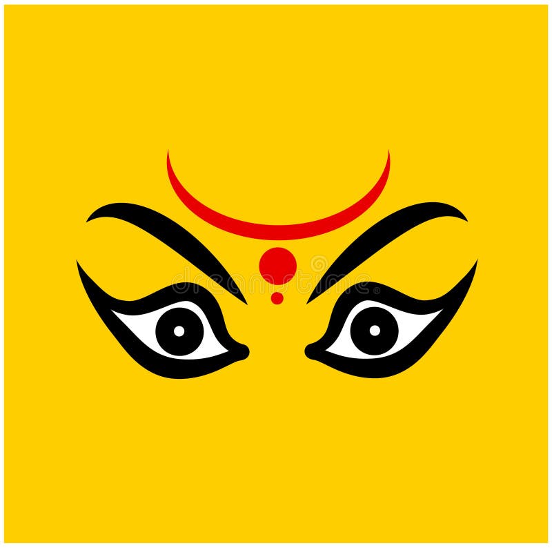 Lord Durga Face Icon. Shakti Eyes Symbol Stock Vector - Illustration of ...