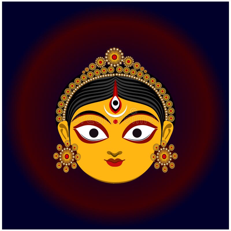 Lord Durga Face Vector in Kolkata Style Vector Stock Vector ...