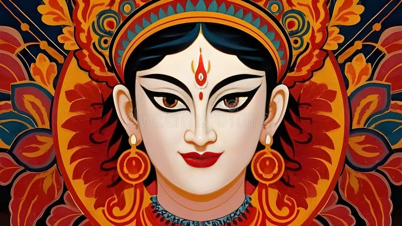 Lord Durga Face Vector in Kolkata Style Vector Stock Illustration ...