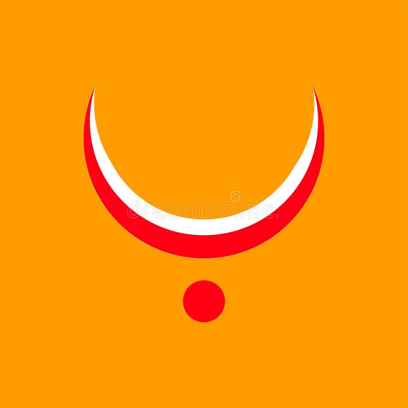 Half Red Moon Devi Tilak Icon. Durga Tilak Vector Stock Vector ...