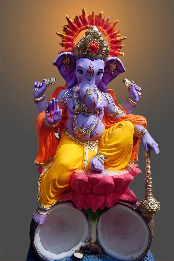 Lord Ganesh Sitting on Lotus Stock Image - Image of ganpati, vinayak ...