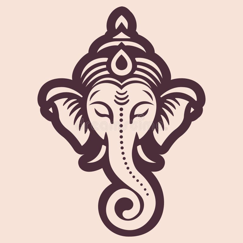 Lord Ganesha Head Logo Flat Vector Illustration Stock Vector ...