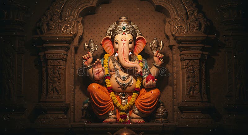 Lord Ganesha in Procreate Style during Dawn with Eye-level Angle ...