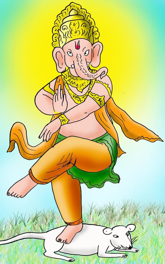 Ganesha and mouse stock vector. Illustration of lord - 71883643