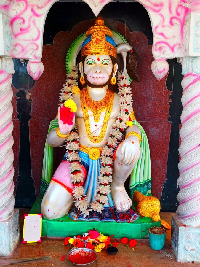 Lord Hanuman Statue in a Temple Stock Image - Image of piller, white ...