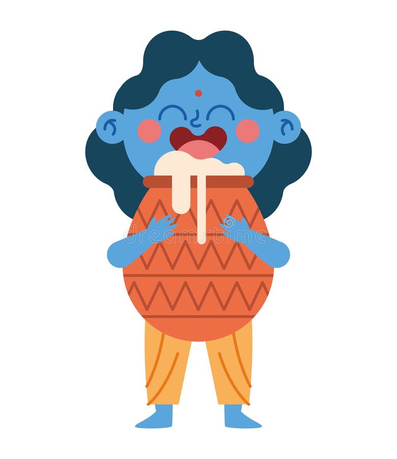 Lord Krishna Eating Butter from the Clay Pot Stock Illustration ...