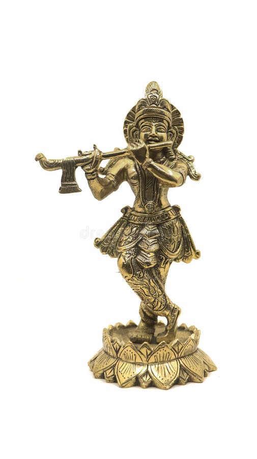Lord krishna golden idol stock illustration. Illustration of sculpture ...