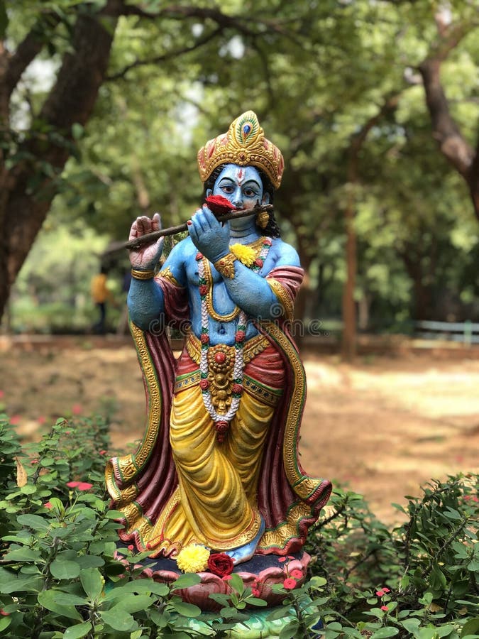 Lord Krishna Idol at the Park Stock Image - Image of park, focal: 267395633