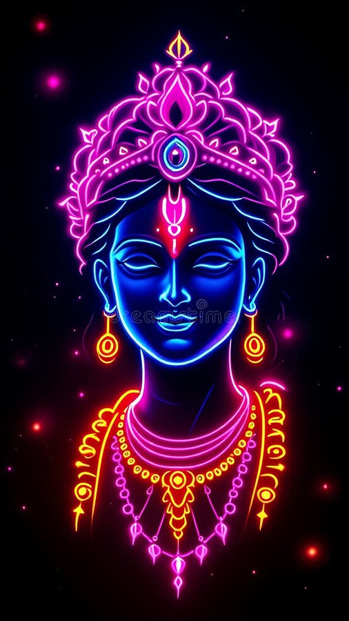 Beautiful Lord Krishna Neon Line Art Stock Illustrations – 6 Beautiful ...