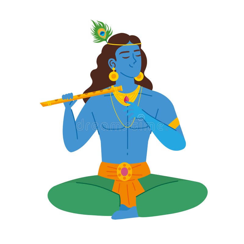 Lord Krishna Playing Bansuri Stock Vector - Illustration of cartoon ...