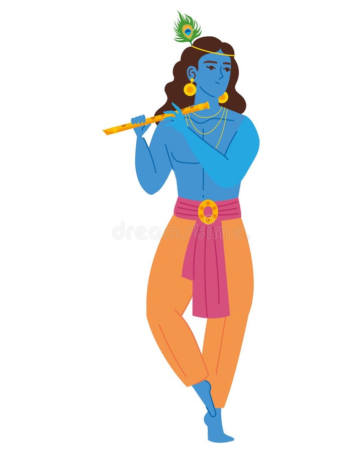 Lord Krishna Playing Flute Vector Stock Vector - Illustration of ...