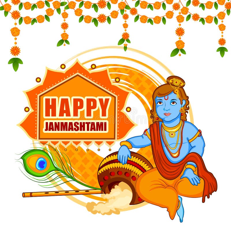 Lord Krishna Stealing Makhaan Stock Vector - Illustration of bhagavan ...