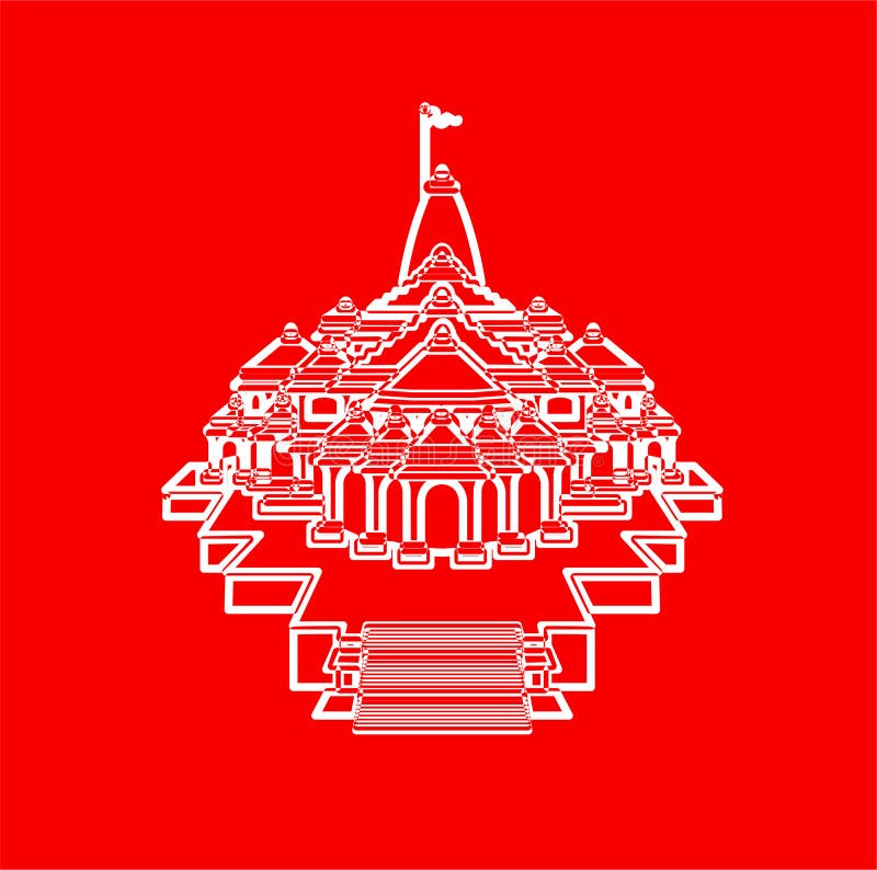 Lord Ram Temple on Red Color Stock Vector - Illustration of arrow ...