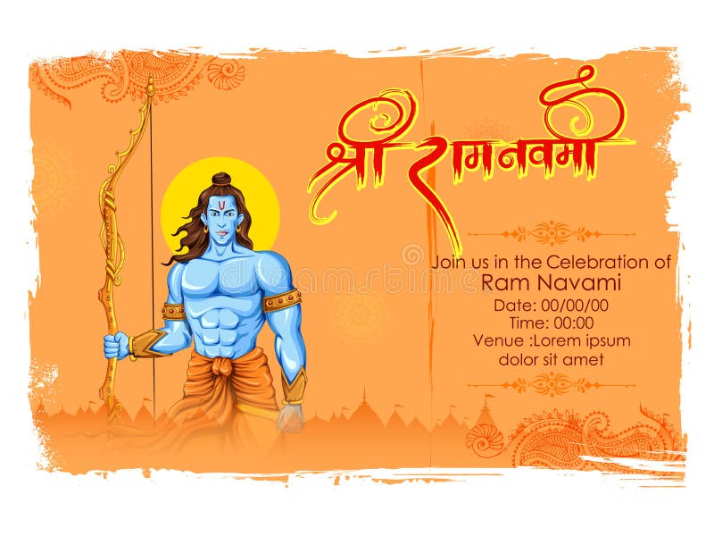 Lord Rama with Bow Arrow in Ram Navami Stock Vector - Illustration of ...