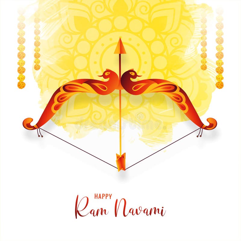 Lord Rama with Bow and Arrow Sri Ram Navami Background Stock Vector ...