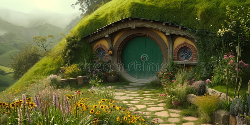 Lord of the Rings Hobbit House Stock Photo - Image of rings, movie ...