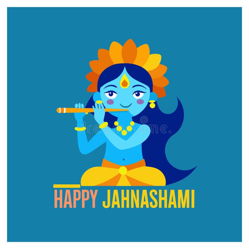 Lord Sree Krishna Playing Basuri Vector Illustration Stock Vector ...