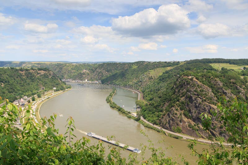 Lorelei Rock and River Rhine Gorge Panaroma, Germany Stock Image ...