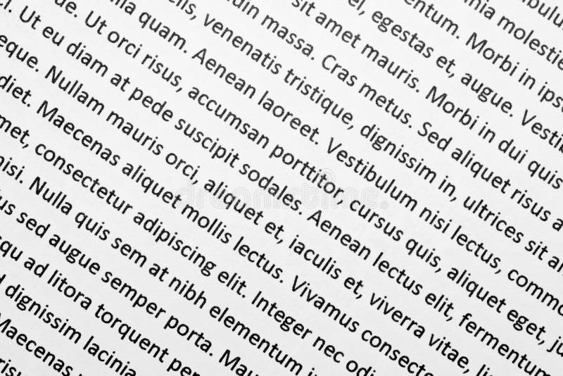 Lorem Ipsum Text on White Paper Stock Photo - Image of horizontal ...