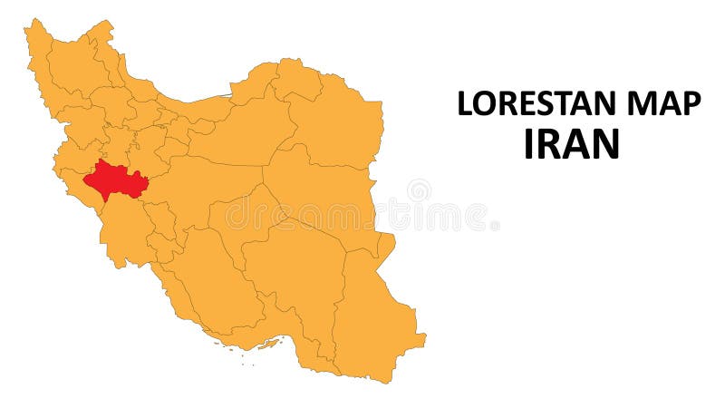 Lorestan Map Highlighted on the Iran Map with Detailed State and Region ...