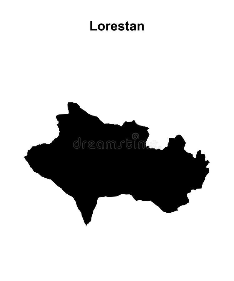 Lorestan outline map stock vector. Illustration of province - 360436052