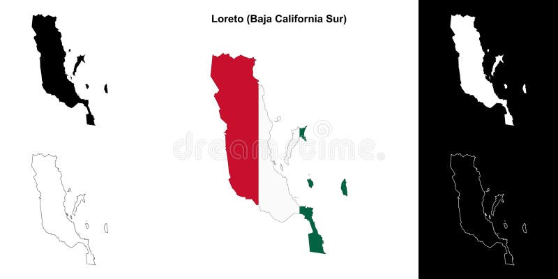 Loreto outline map stock illustration. Illustration of baja - 375803320
