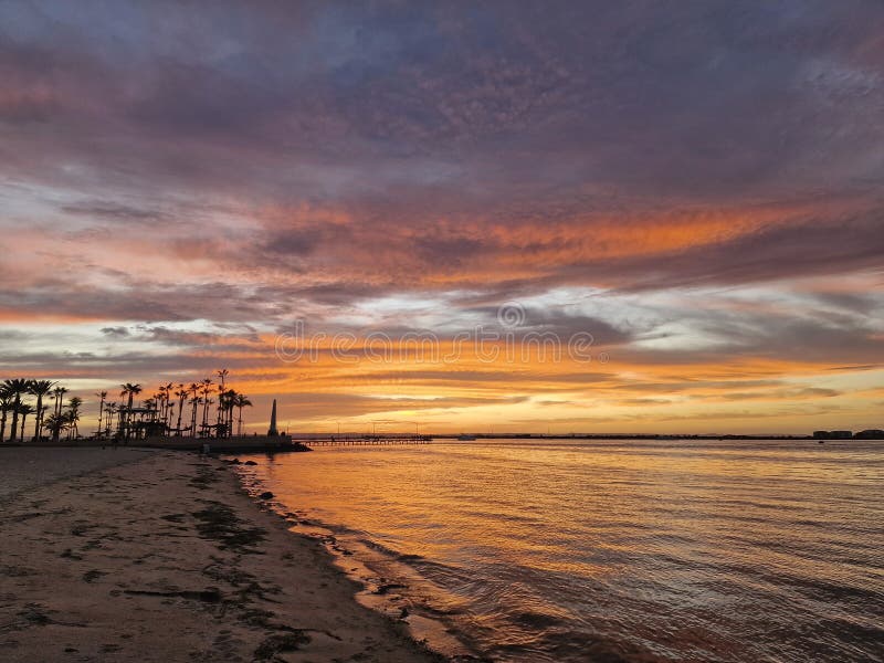 Loreto Sunset on the Beach, Baja California Sur, Mexico Stock Image ...