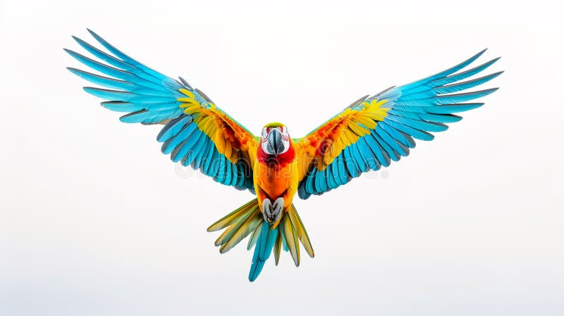 Loro Colorido Volando De Fondo Blanco Foto de archivo - Imagen de fondo ...