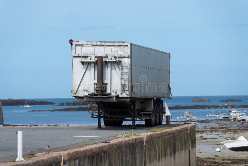 Lorry Container at the Harbour Stock Photo - Image of ship, harbor ...
