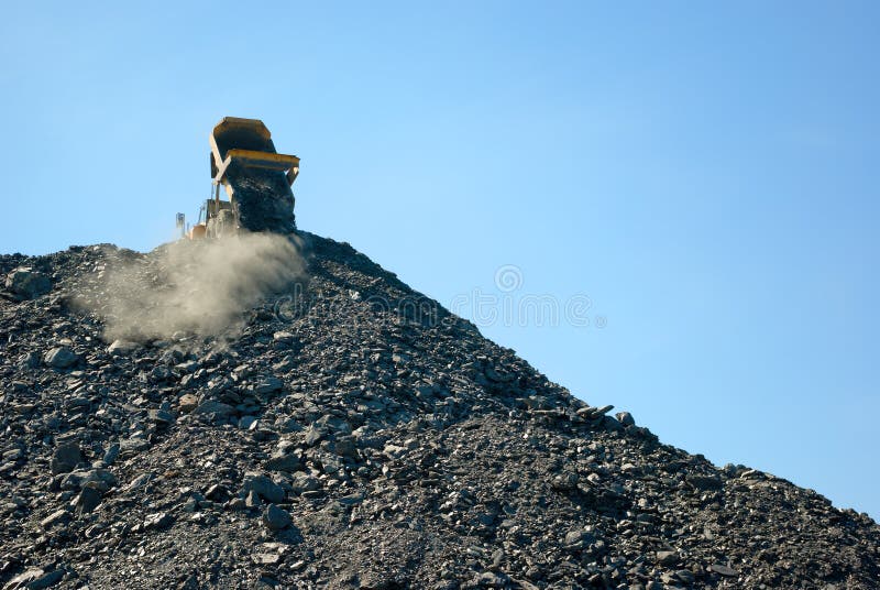 Lorry Delivering Dumping Rock Stock Image - Image of land, loading ...