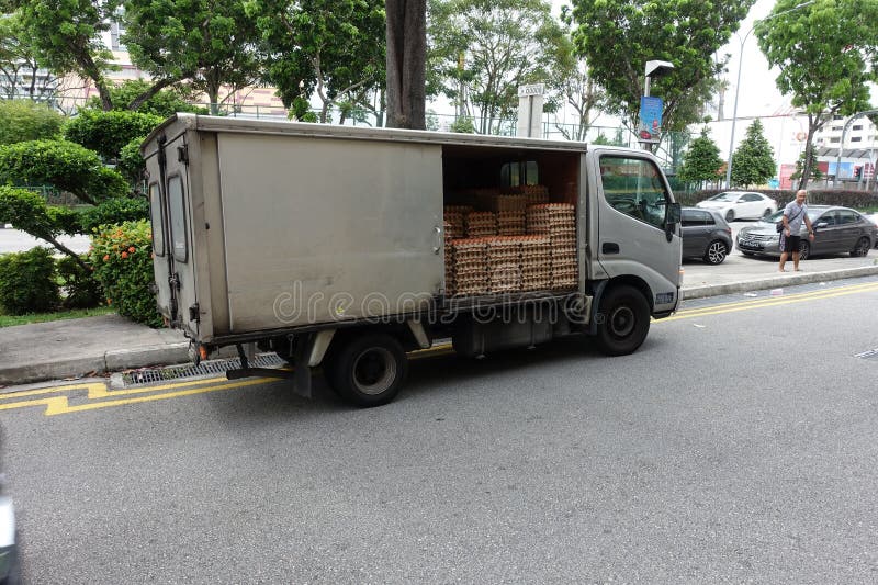Lorry Delivery Eggs in Singapore Street. Editorial Image - Image of ...