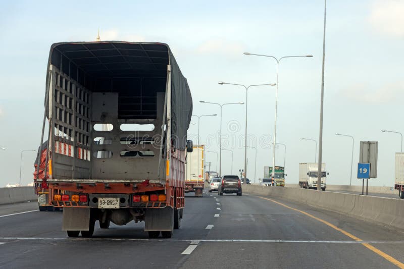 A Lorry with Empty Load Space Ride on the Highway Stock Image - Image ...