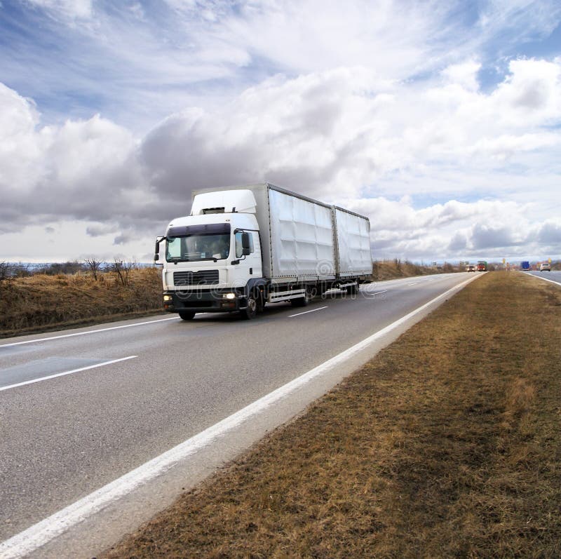 Lorry on road stock photo. Image of empty, auto, blue - 13309296