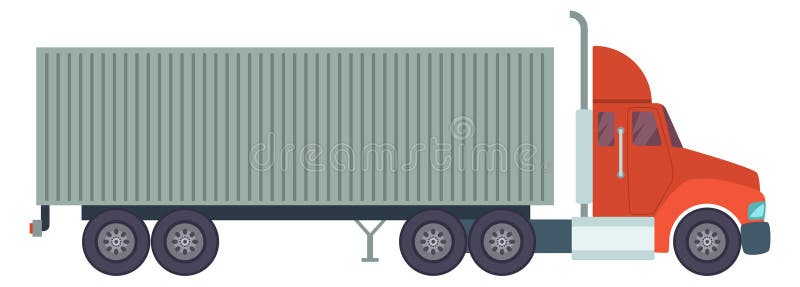 Lorry Side View. Cartoon Cargo Transport Icon Stock Vector ...