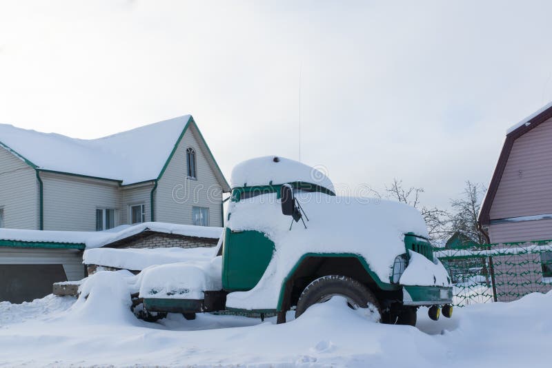 Lorry in the snow stock photo. Image of cold, snowplow - 95264556