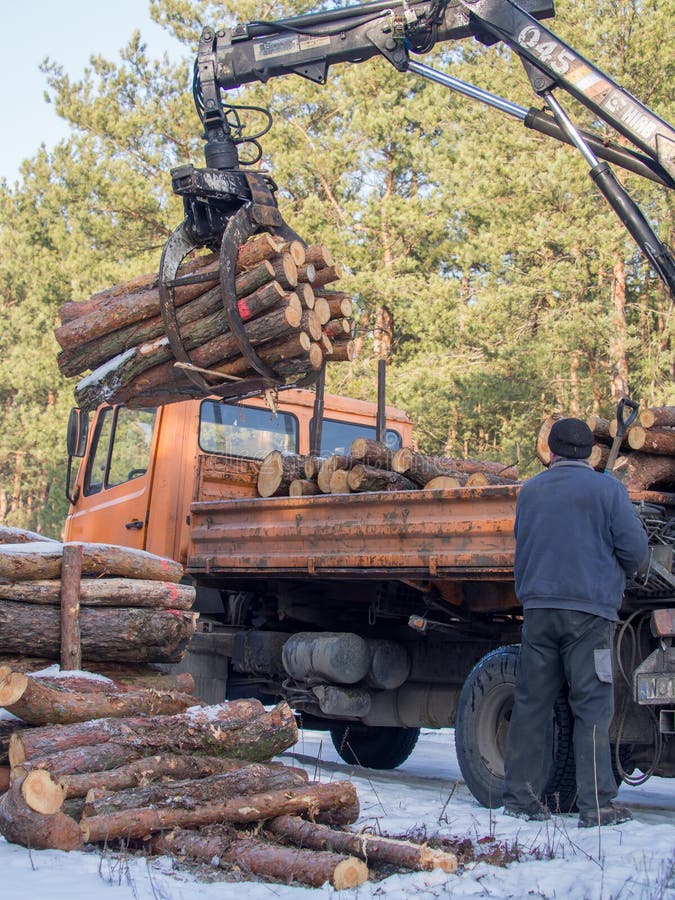 A Lorry with a Trailer and a Small Crane Editorial Photography - Image ...